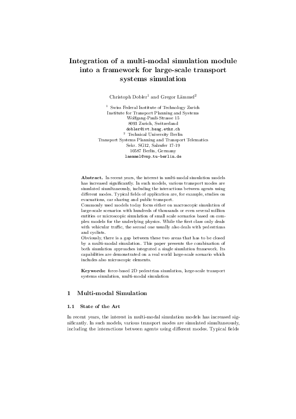 Pdf Integration Of A Multi Modal Simulation Module Into A Framework