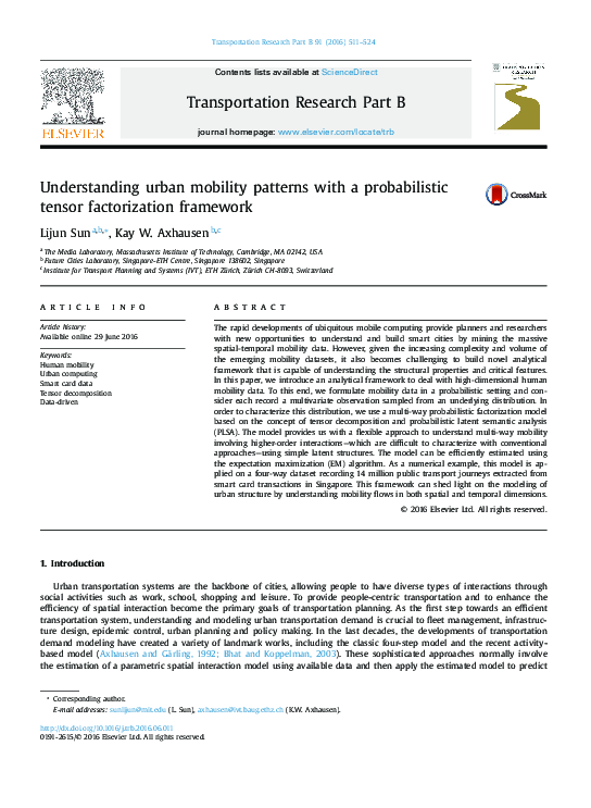 (PDF) Understanding urban mobility patterns with a probabilistic tensor ...