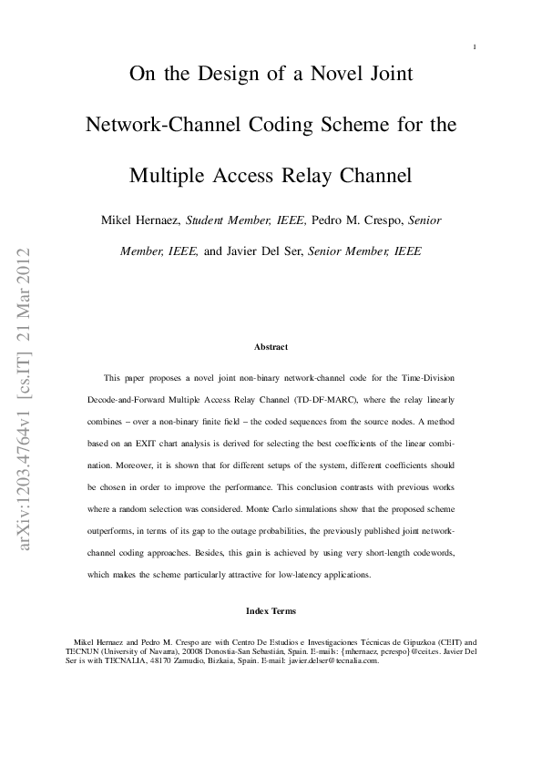 (PDF) On the design of a novel joint network-channel coding scheme for the multiple access relay ...