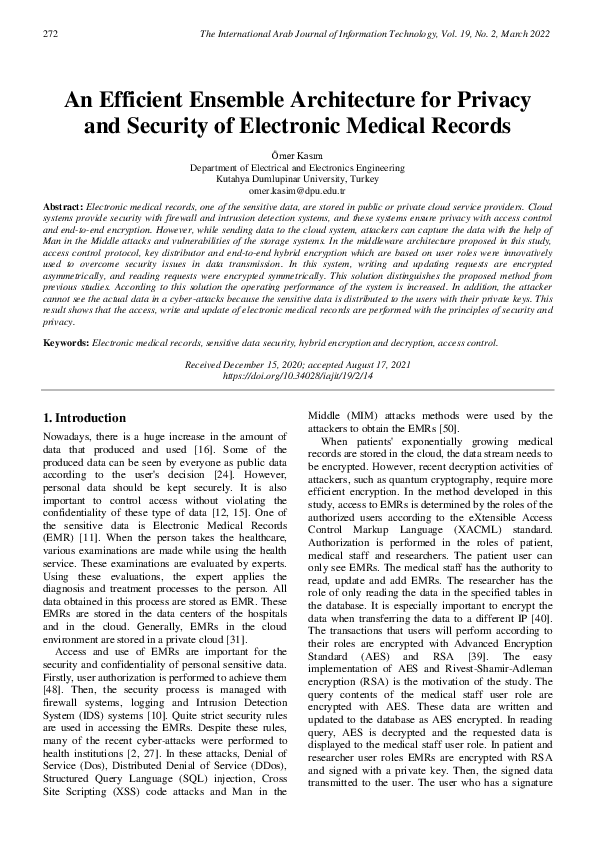 (PDF) An Efficient Ensemble Architecture for Privacy and Security of ...