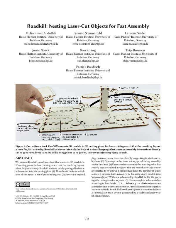 (PDF) Roadkill: Nesting Laser-Cut Objects for Fast Assembly | Muhammad ...
