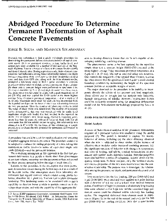 (PDF) Abridged Procedure to Determine Permanent Deformation of Asphalt ...