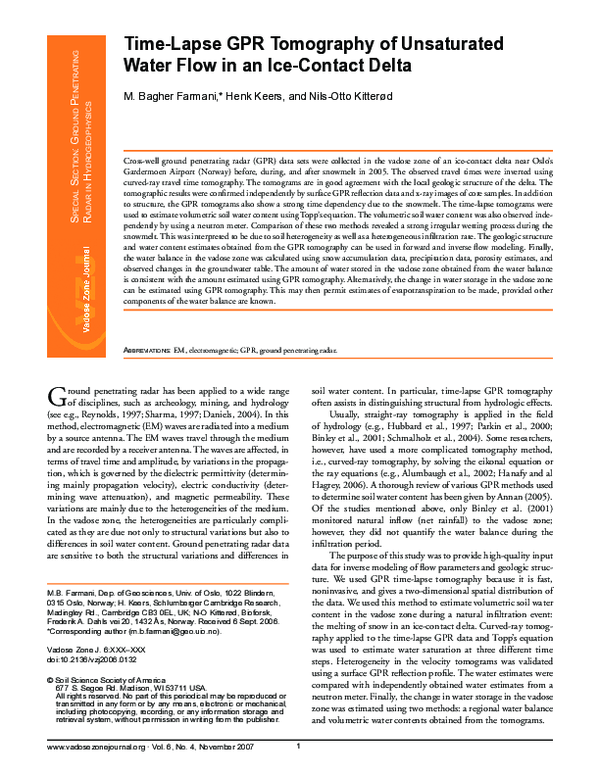 (PDF) Time-Lapse GPR Tomography of Unsaturated Water Flow in an Ice ...