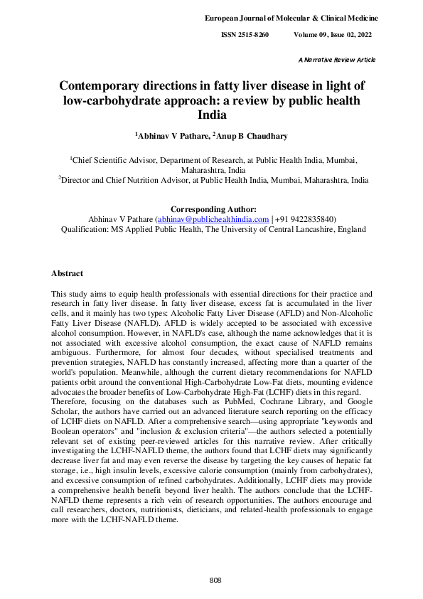 (PDF) Contemporary directions in fatty liver disease in light of low ...
