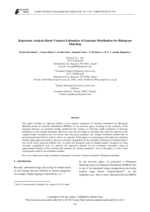 Pdf Improved Gaussian Variance Estimation Using Regression