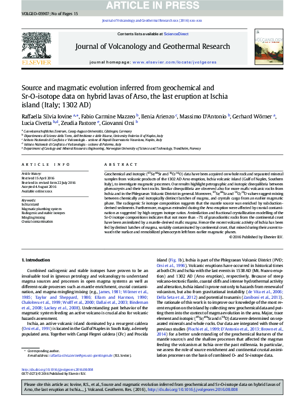 (PDF) Source and magmatic evolution inferred from geochemical and Sr-O ...