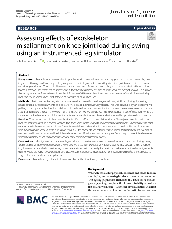 (PDF) Assessing effects of exoskeleton misalignment on knee joint load ...