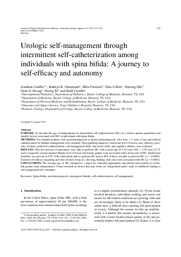 (PDF) Urologic self-management through intermittent self ...