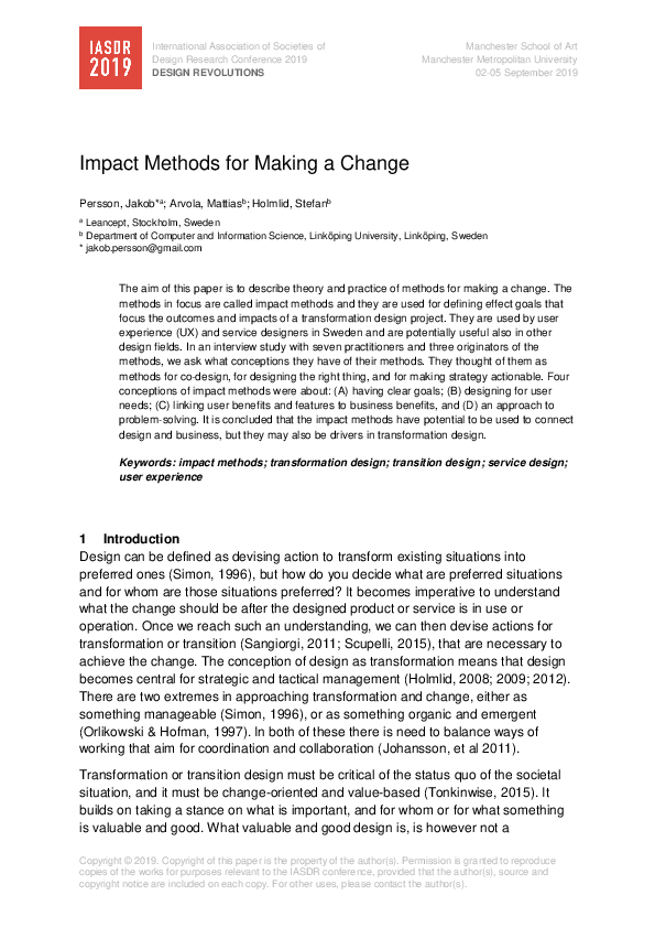 (PDF) Impact methods for making a change