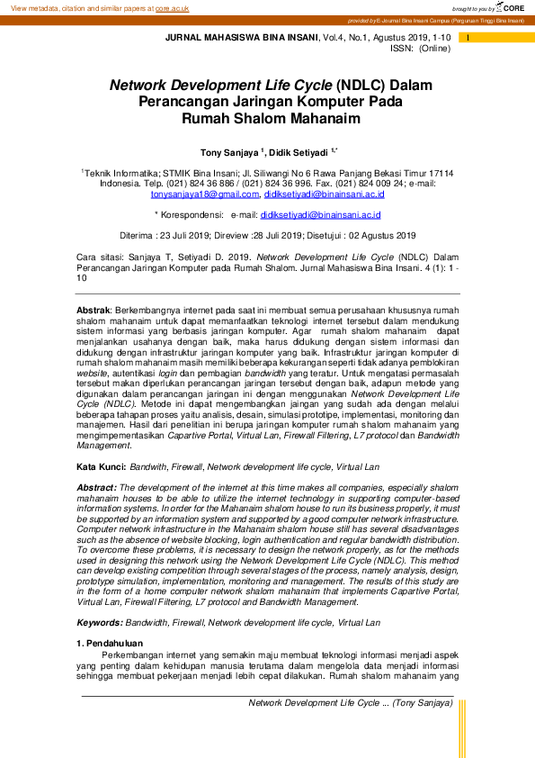 (PDF) Network Development Life Cycle (NDLC) Dalam Perancangan Jaringan ...