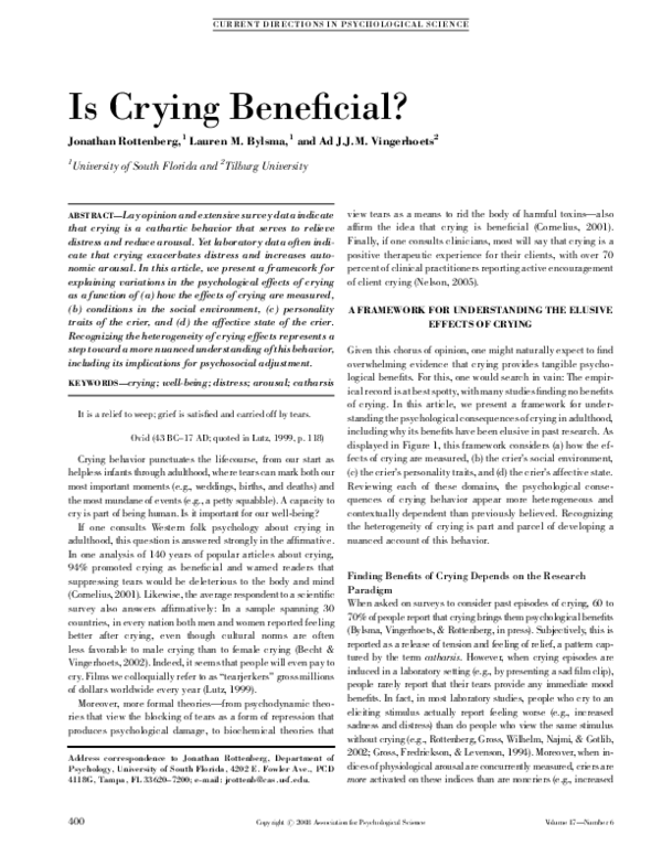 (PDF) Is Crying Beneficial?