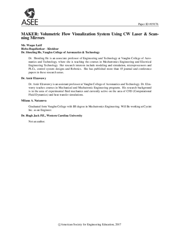(PDF) Board # 134 : MAKER: Volumetric Flow Visualization System Using ...