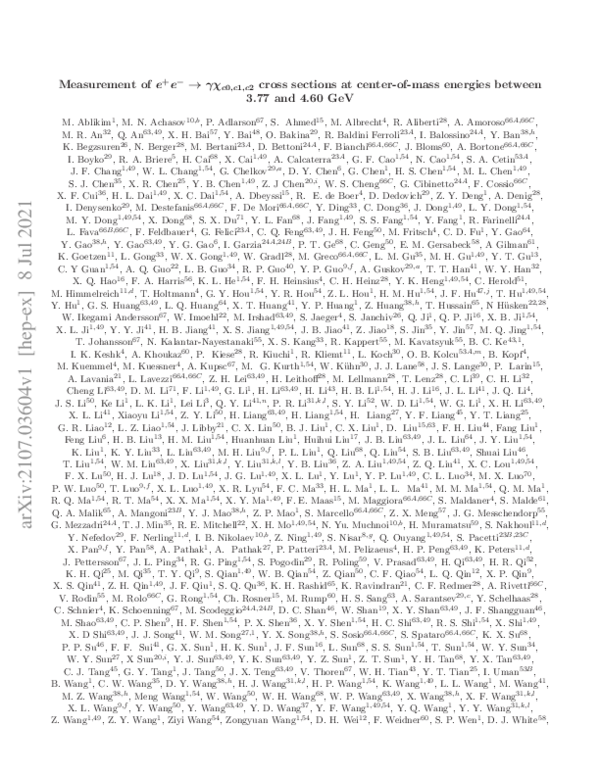 (PDF) Measurement of e+e−→γχc0,c1,c2 cross sections at center-of-mass ...