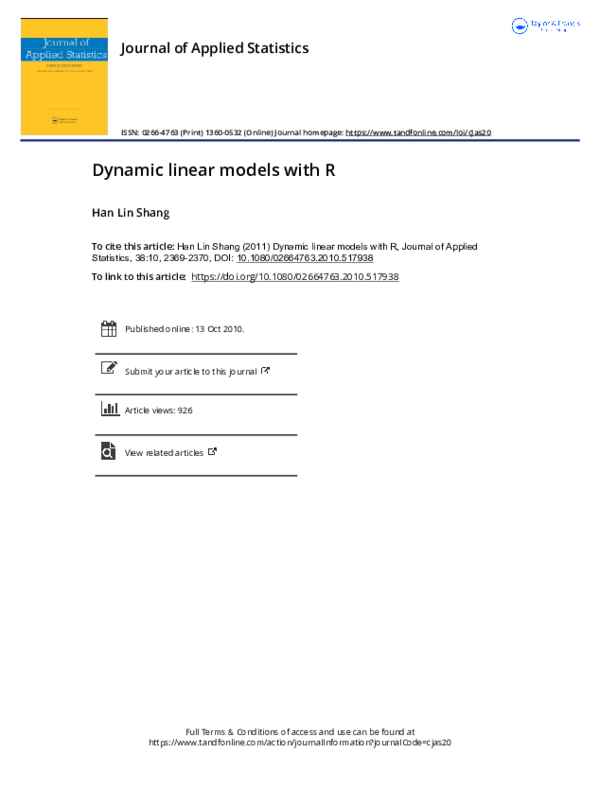(PDF) Dynamic linear models with R