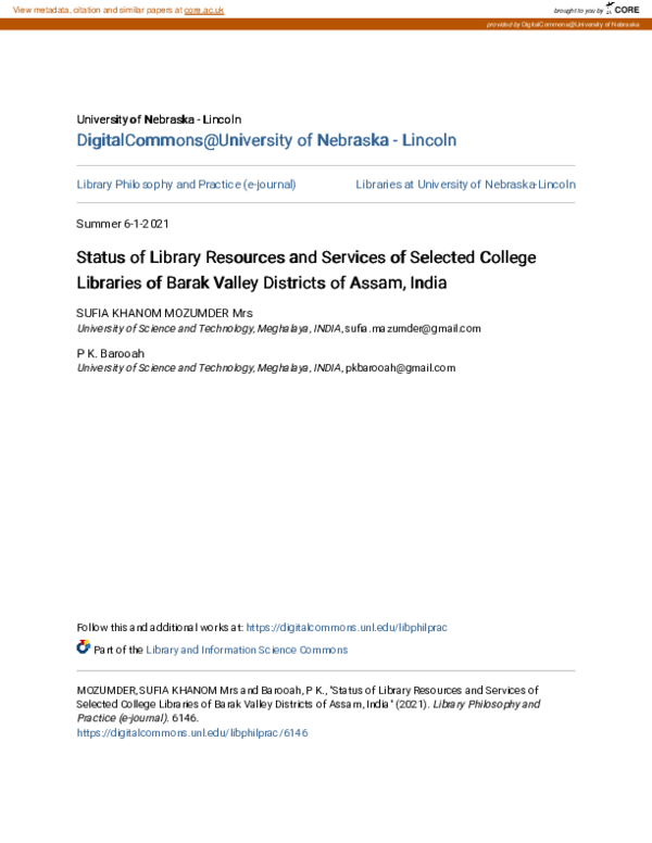 (PDF) Status of Library Resources and Services of Selected College ...