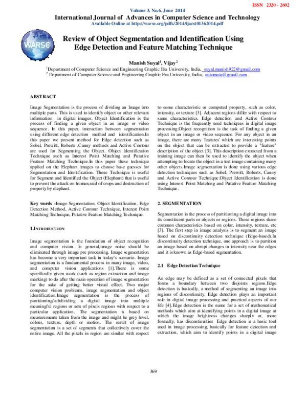 (PDF) Edge Detection for Object Segmentation & ID