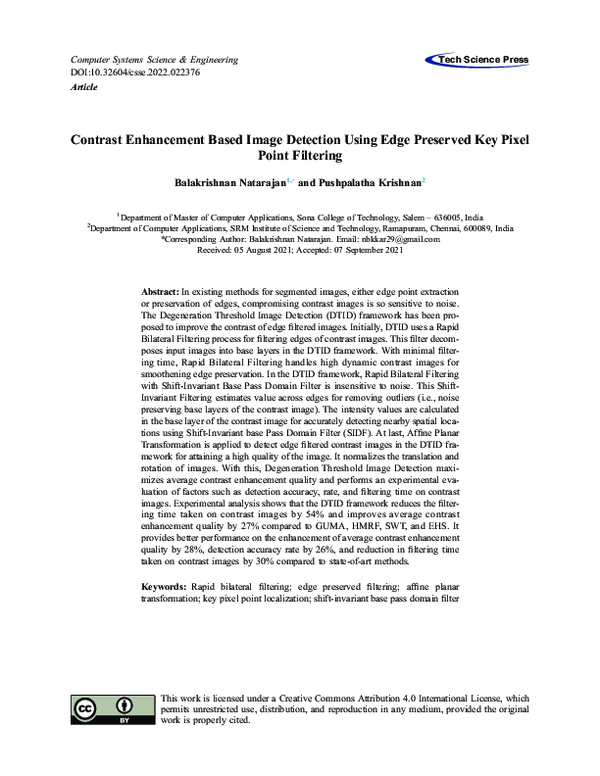 Pdf Contrast Enhancement Based Image Detection Using Edge Preserved Key Pixel Point Filtering