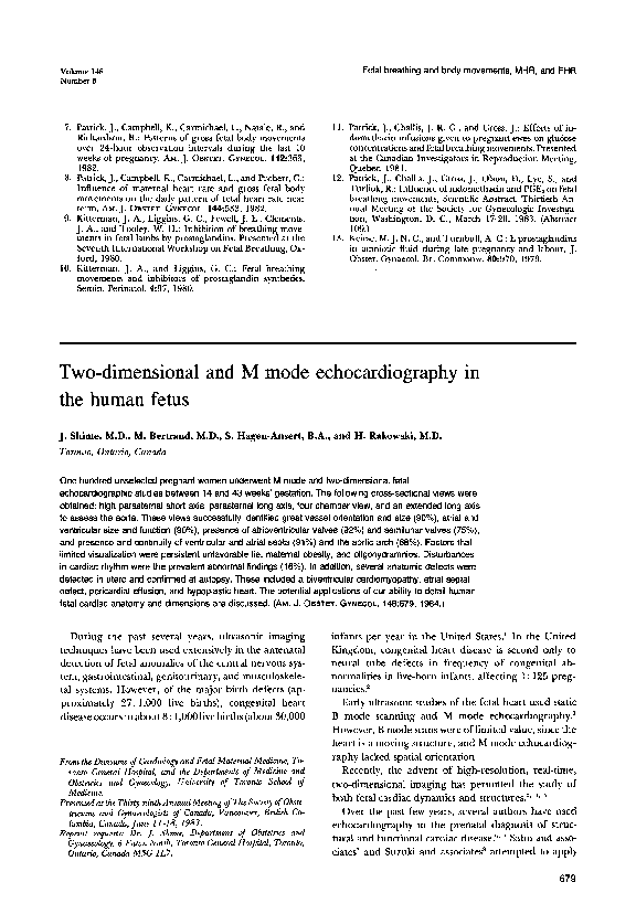 (PDF) Two-dimensional and M mode echocardiography in the human fetus