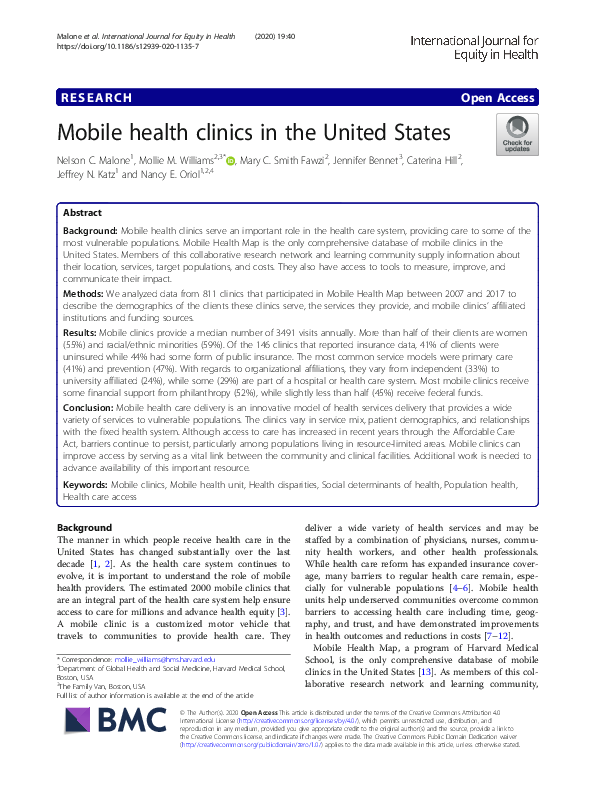 (PDF) Mobile health clinics in the United States