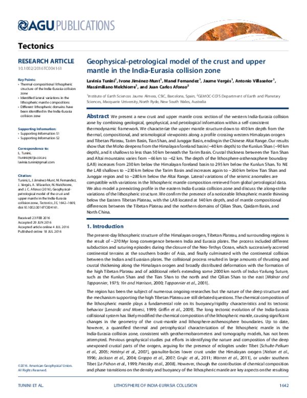 (PDF) Geophysical-petrological model of the crust and upper mantle in ...