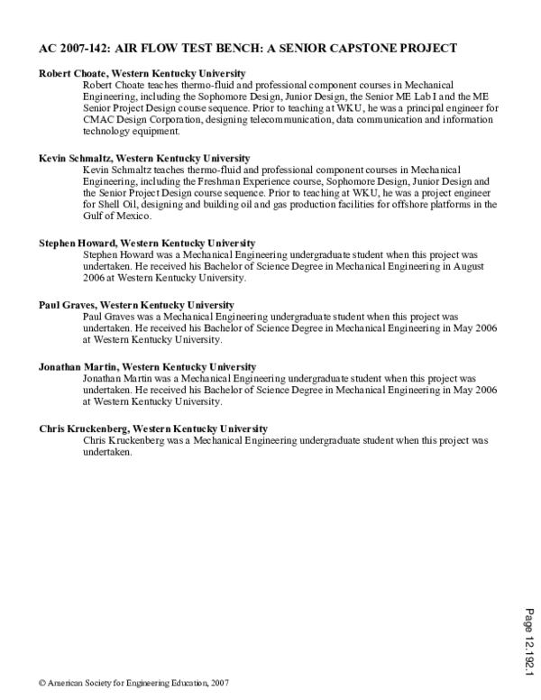(PDF) Air Flow Test Bench: A Senior Capstone Project