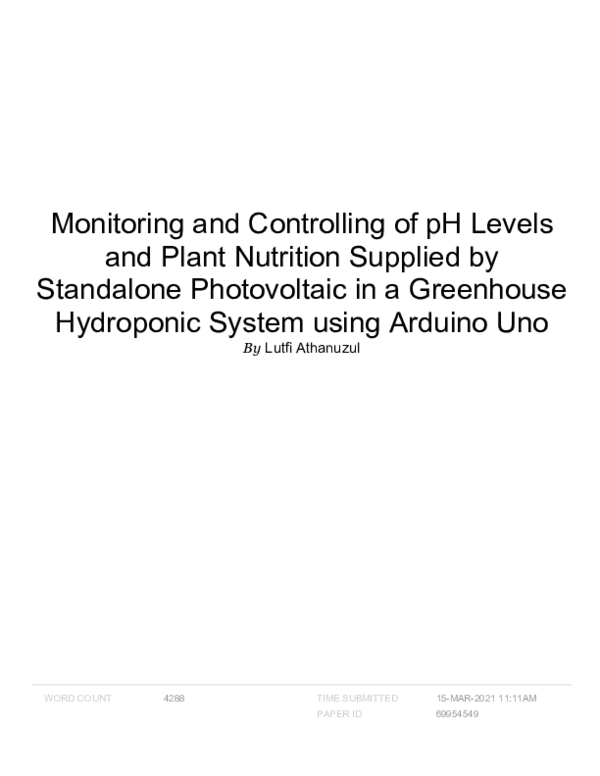 Pdf Monitoring And Controlling Of Ph Levels And Plant Nutrition Supplied By Standalone
