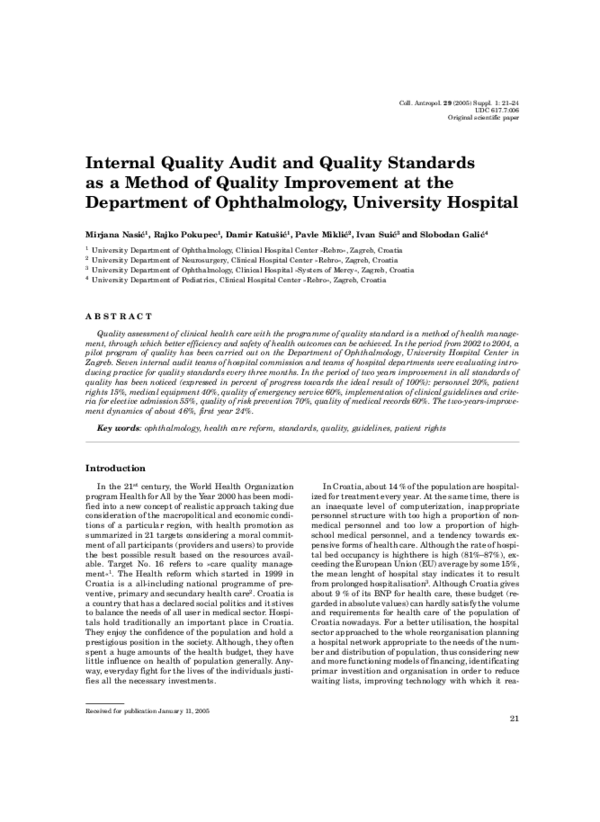 (PDF) Internal quality audit and quality standards as a method of ...
