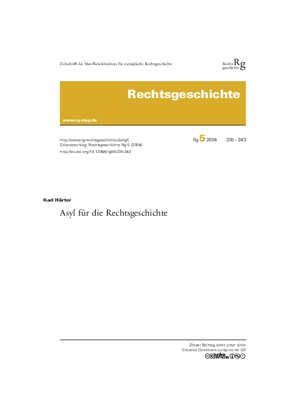 (PDF) Asyl für die Rechtsgeschichte