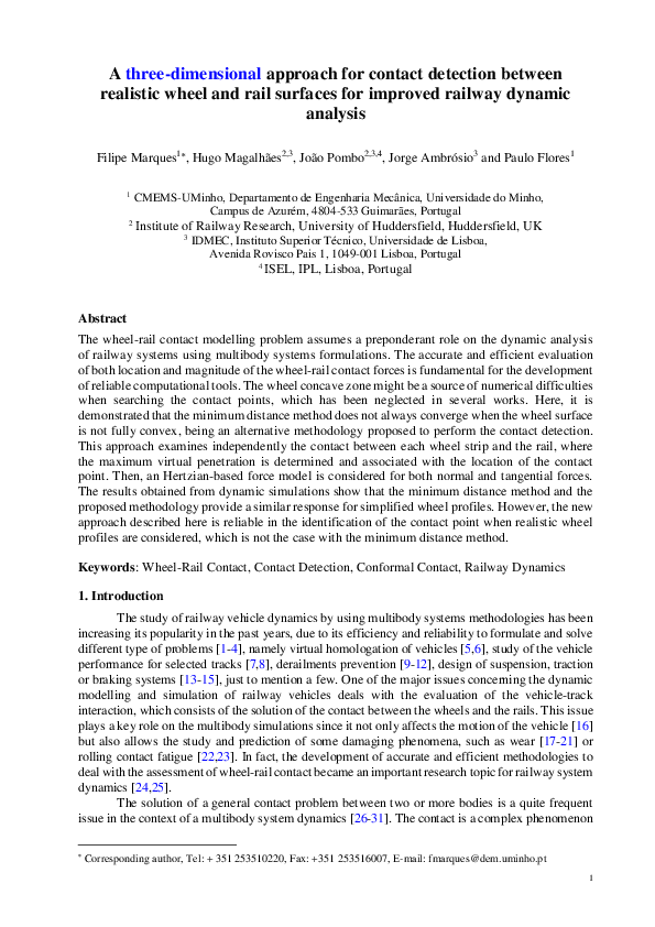 (PDF) A three-dimensional approach for contact detection between realistic wheel and rail ...