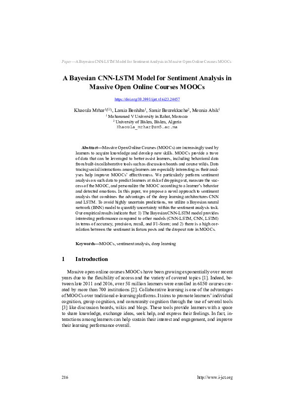 (PDF) A Bayesian CNN-LSTM Model for Sentiment Analysis in Massive Open Online Courses MOOCs