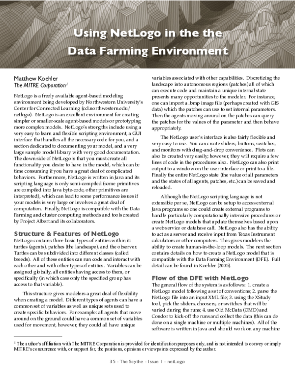 (PDF) Using NetLogo in the the Data Farming Environment