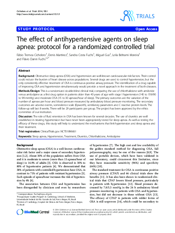 (PDF) The effect of antihypertensive agents on sleep apnea: protocol ...