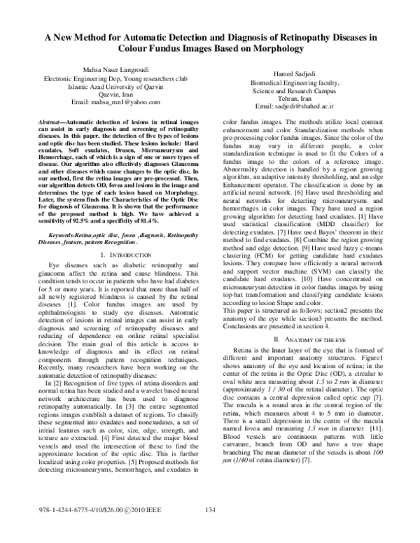 Pdf A New Method For Automatic Detection And Diagnosis Of Retinopathy Diseases In Colour