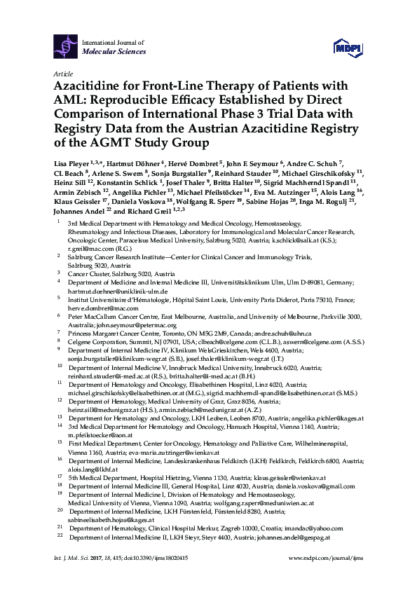 (PDF) Azacitidine for Front-Line Therapy of Patients with AML ...
