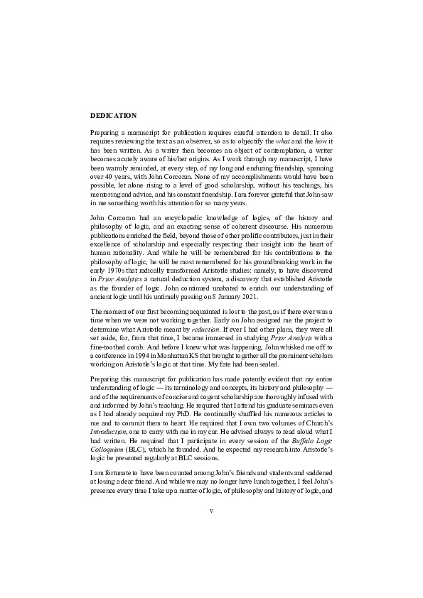 (PDF) New Book: Aristotle's Syllogistic Underlying Logic Table of contents