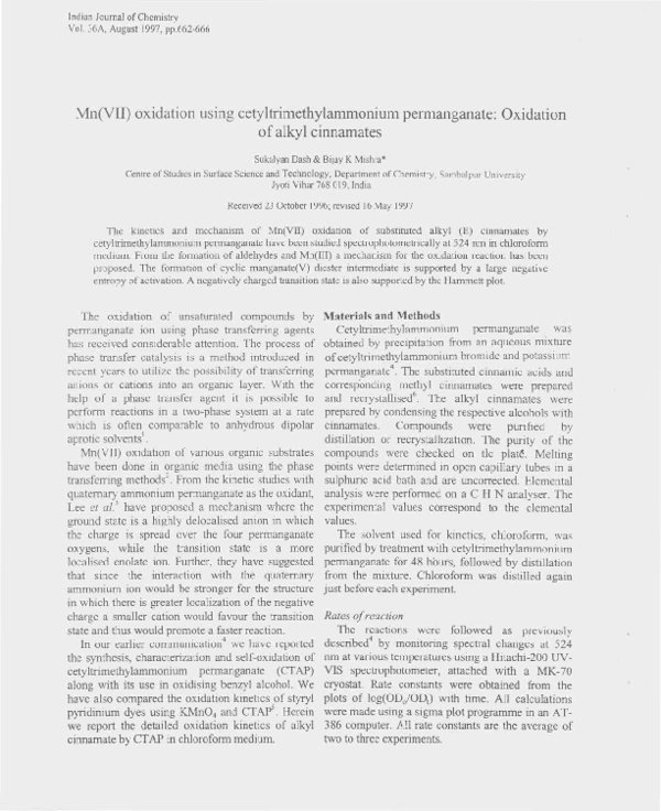 (PDF) Mn(VII) oxidation using cetyltrimethylammonium permanganate: Self ...