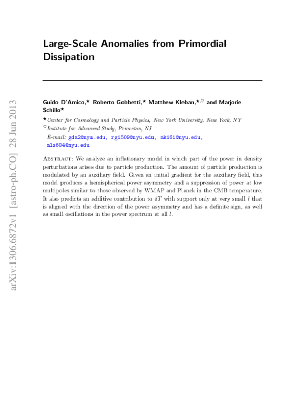 (PDF) Large-scale anomalies from primordial dissipation