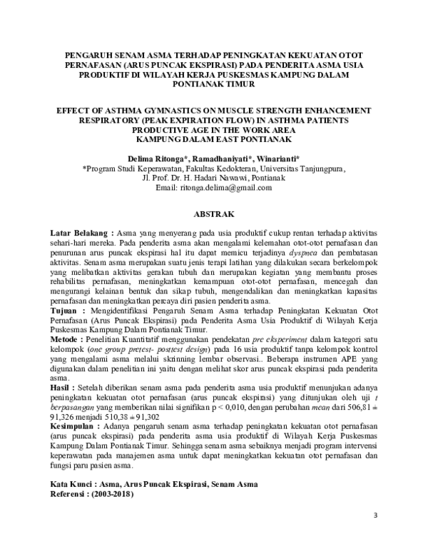 (PDF) Pengaruh Senam Asma Terhadap Peningkatan Kekuatan Otot Pernafasan ...