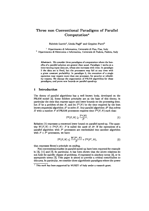 (PDF) Three non conventional paradigms of parallel computation