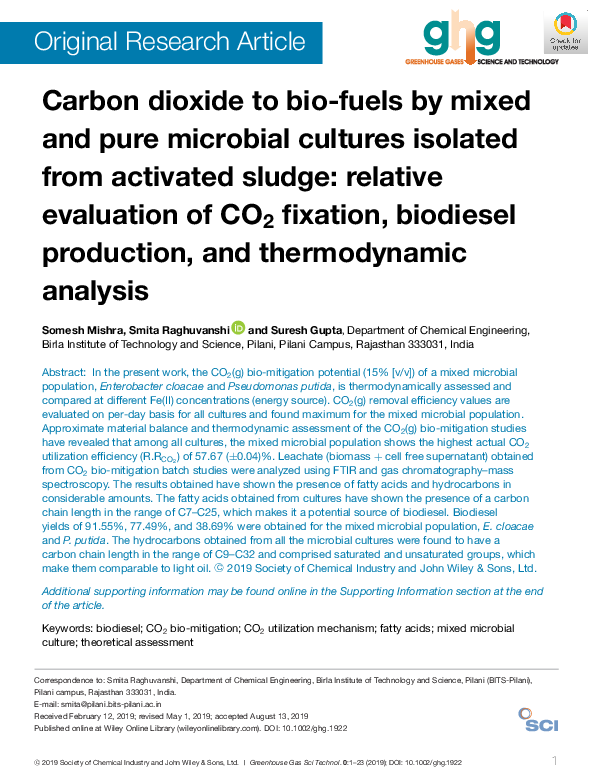 (PDF) Carbon dioxide to bio‐fuels by mixed and pure microbial cultures ...