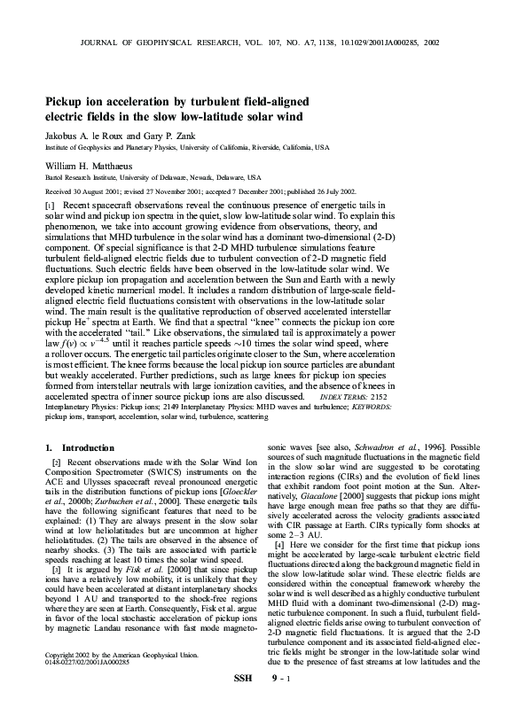 (PDF) Pickup ion acceleration by turbulent field-aligned electric ...