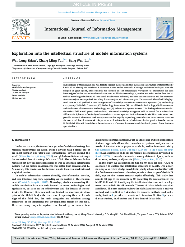 (PDF) Exploration into the intellectual structure of mobile information ...