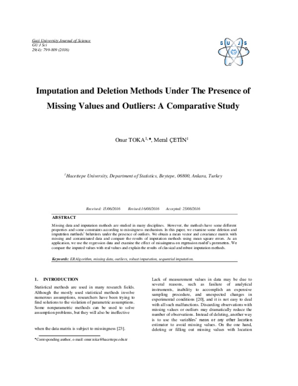 (PDF) Imputation and Deletion Methods Under the Presence of Missing Values and Outliers: A ...
