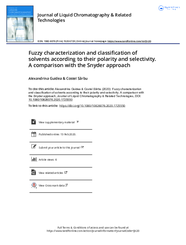 (PDF) Fuzzy characterization and classification of solvents according ...