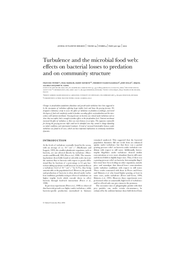 (PDF) Turbulence and the microbial food web: effects on bacterial ...
