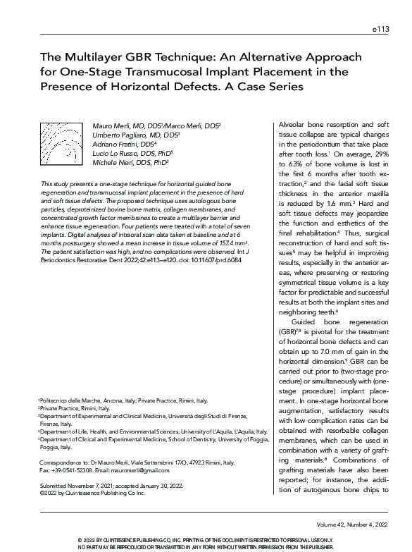 (PDF) The Multilayer GBR Technique: An Alternative Approach for One ...