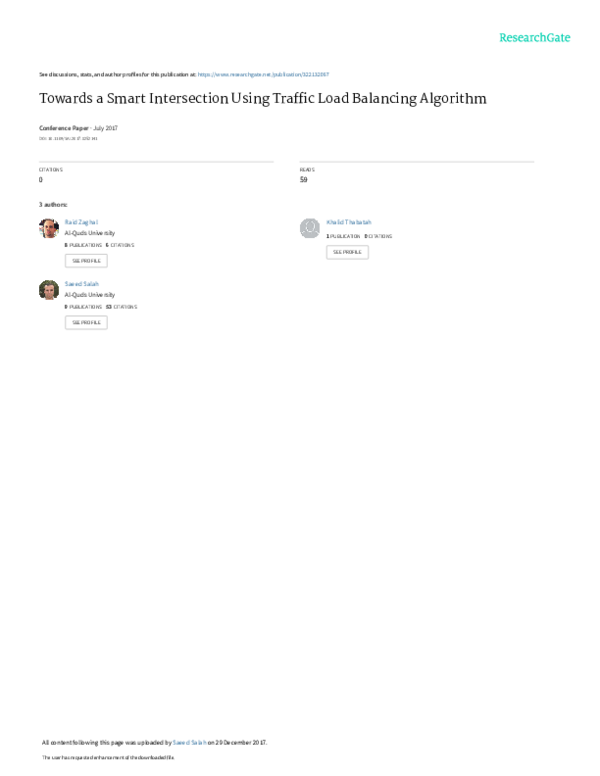 (PDF) Towards a smart intersection using traffic load balancing algorithm