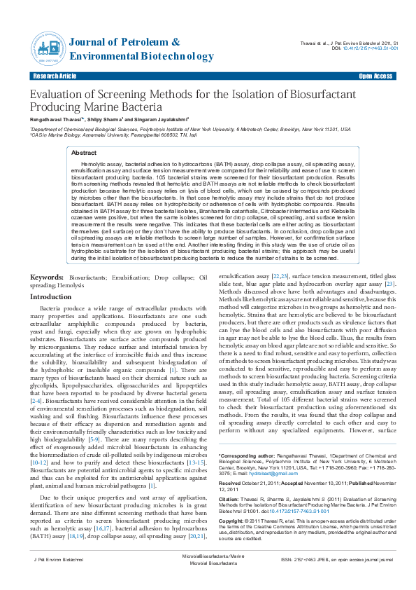 Pdf Evaluation Of Screening Methods For The Isolation Of