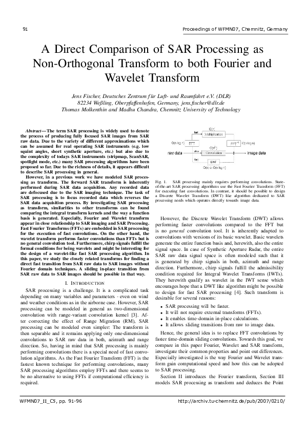 (PDF) A Direct Comparison of SAR Processing as Non-Orthogonal Transform ...