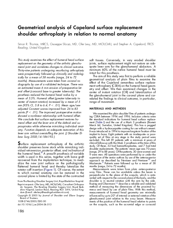 (PDF) Geometrical analysis of Copeland surface replacement shoulder ...